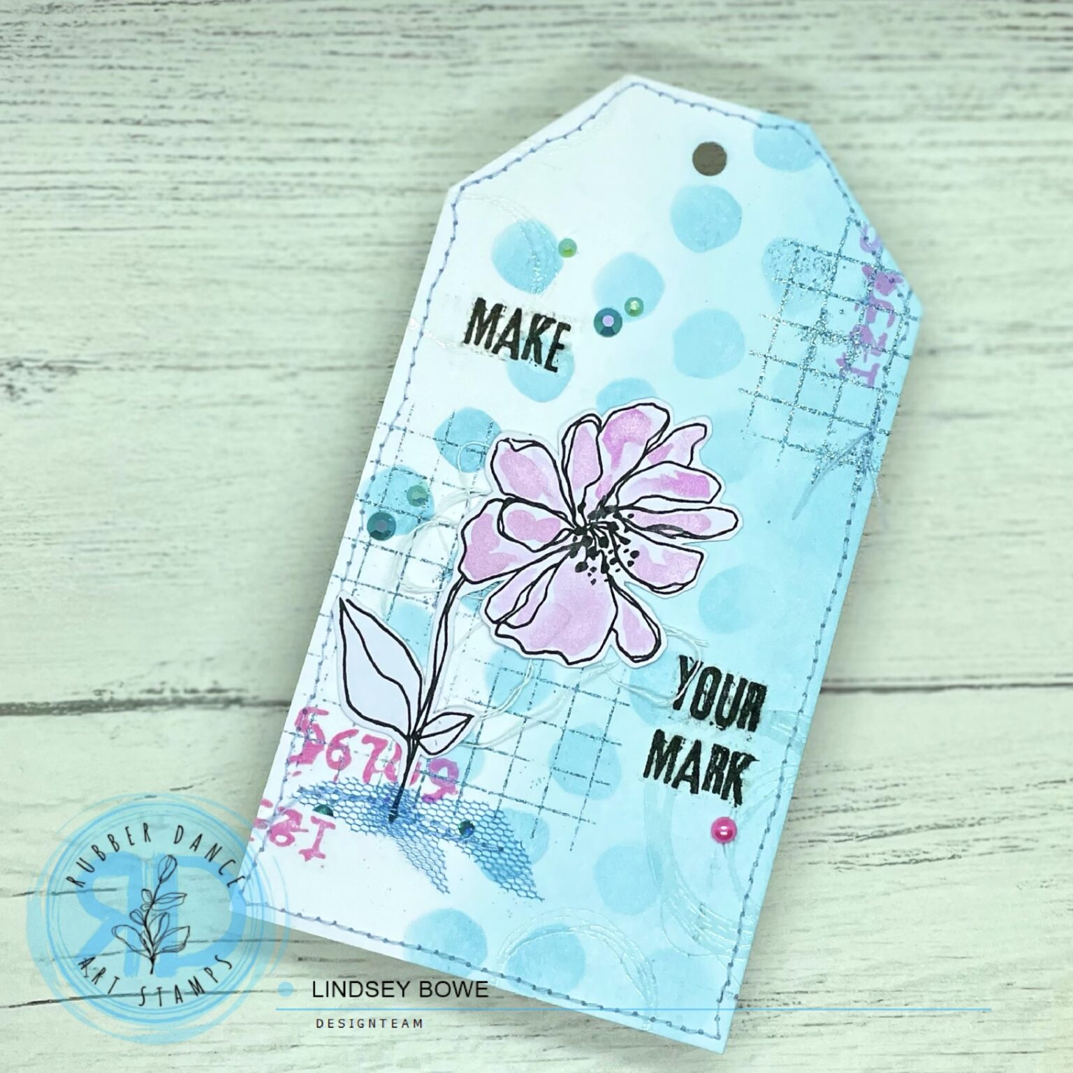 Mixed Media Flower Tag with Sketchy Flowers – Rubber Dance Art Stamps Blog