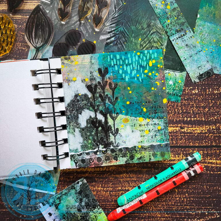 Quick and Easy Abstract Collage in my Art Journal – Rubber Dance Art Stamps Blog
