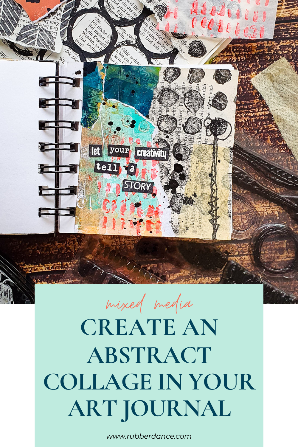 Mini Abstract Collage in my Art Journal – Rubber Dance Art Stamps Blog