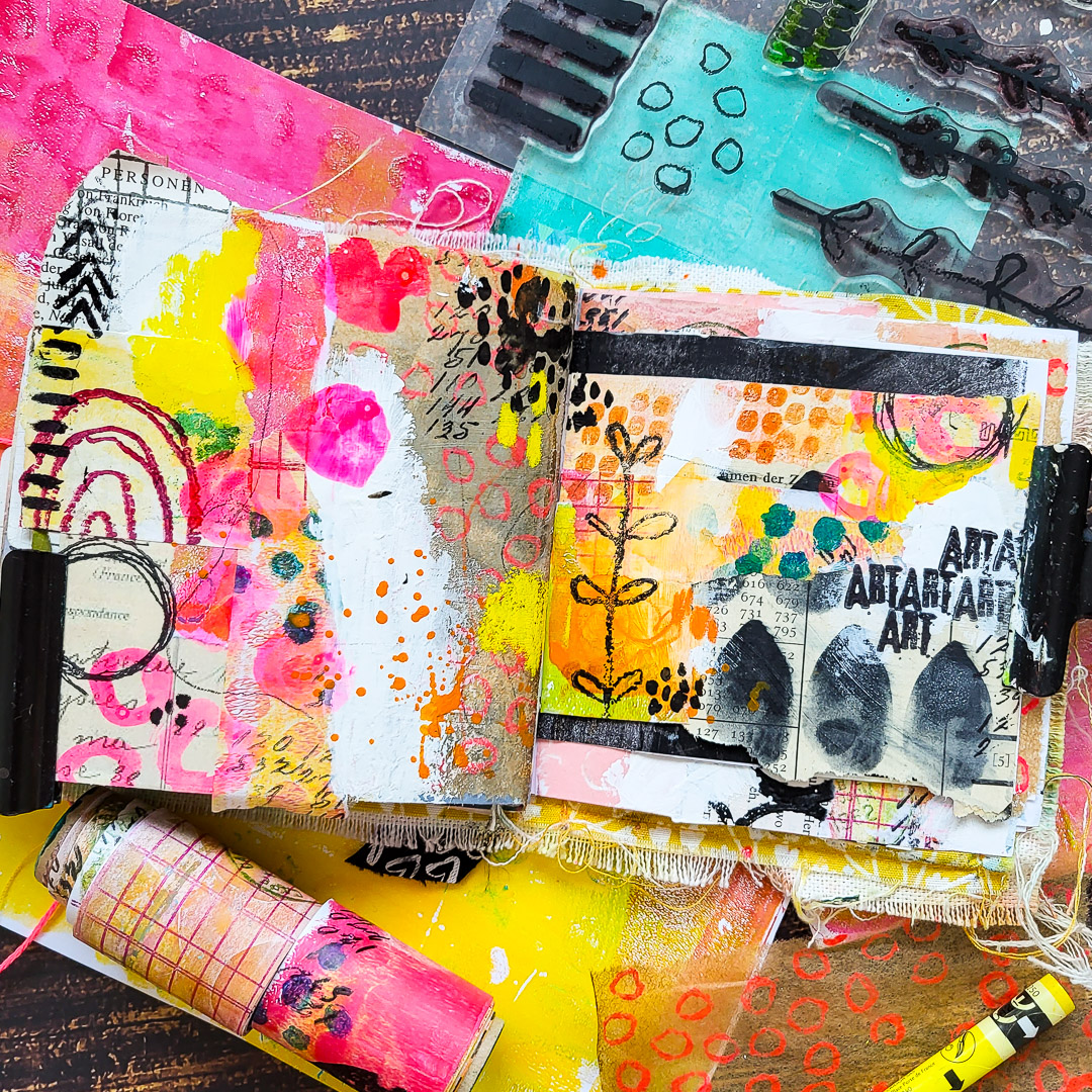 Abstract Art Journal Page with Collage and Pencil Marks 1 – Rubber ...