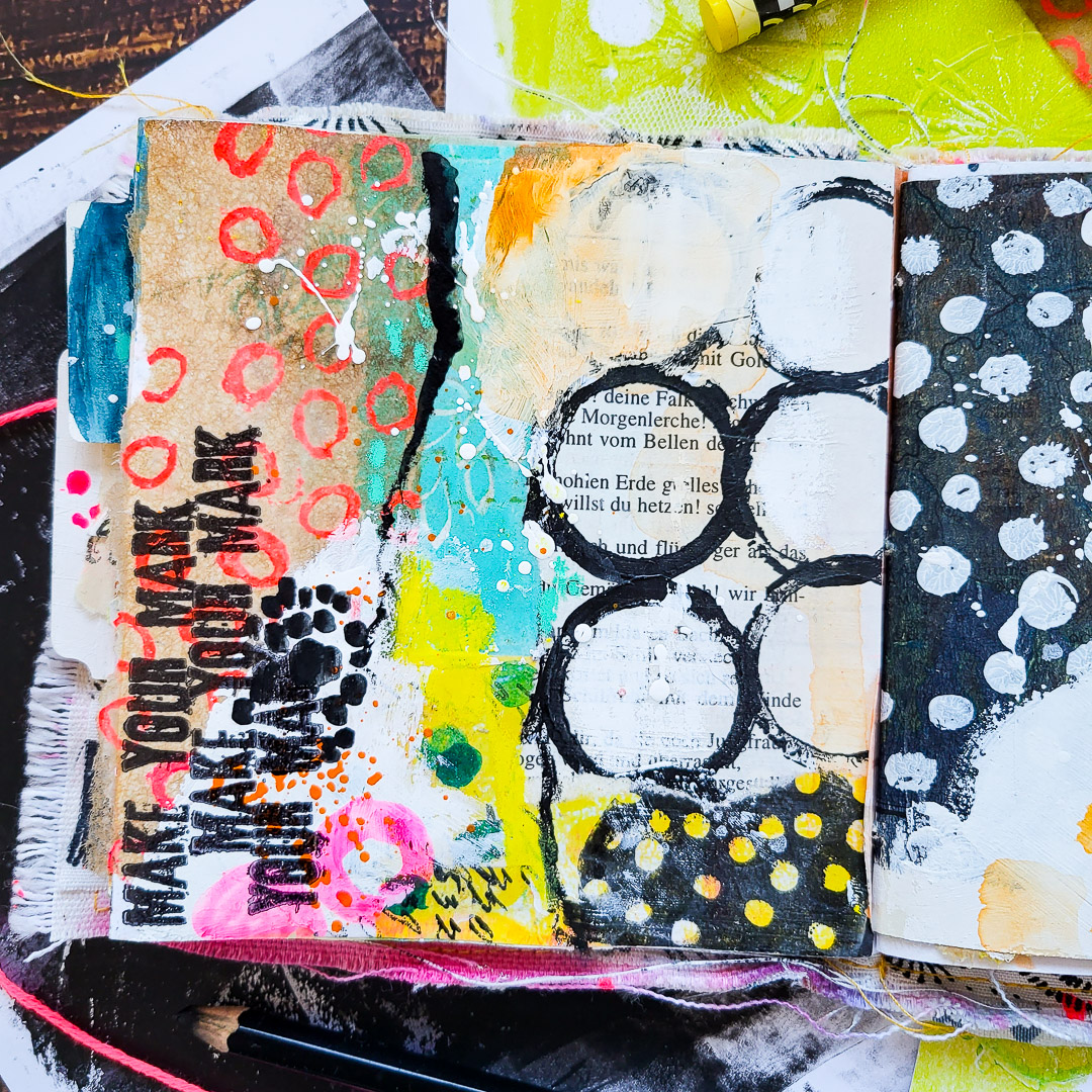 Mixed Media Inspiration – Abstract and Messy Art Journal Collage – Rubber Dance Art Stamps Blog