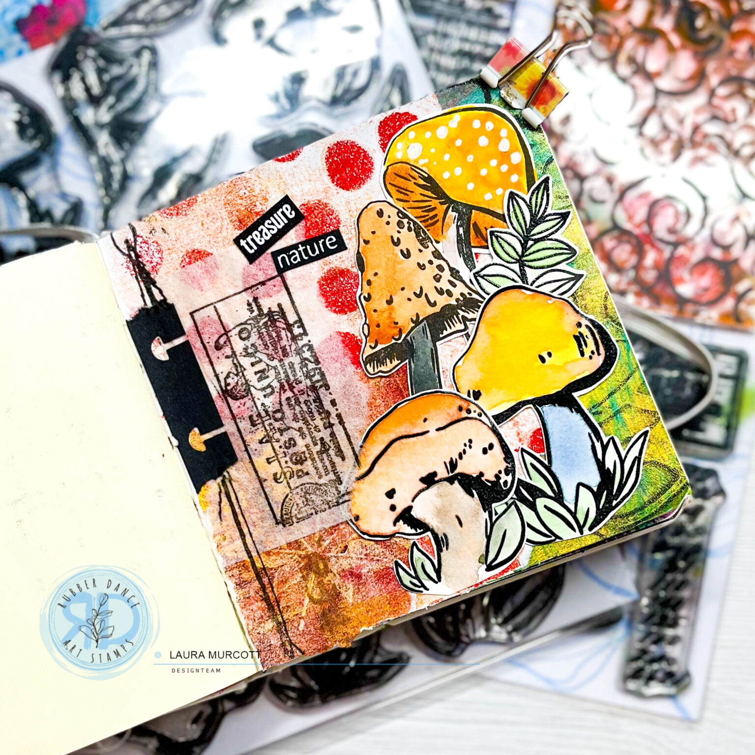Art Journal Page using Inky Mushrooms – Rubber Dance Art Stamps Blog