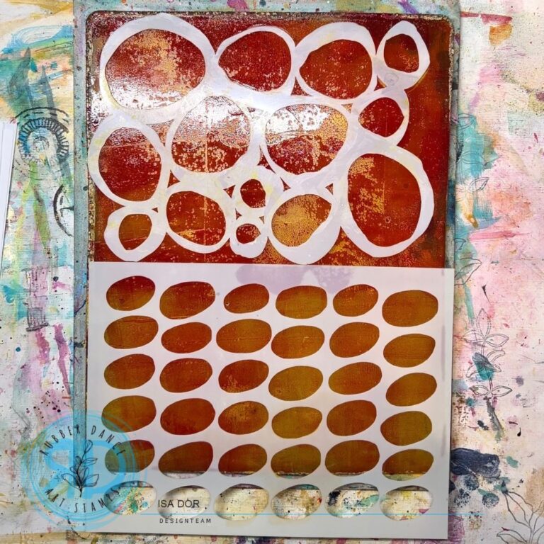 Art Journal page with Color-stacked gel prints using Stencils – Rubber ...