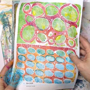 Art Journal page with Color-stacked gel prints using Stencils – Rubber ...
