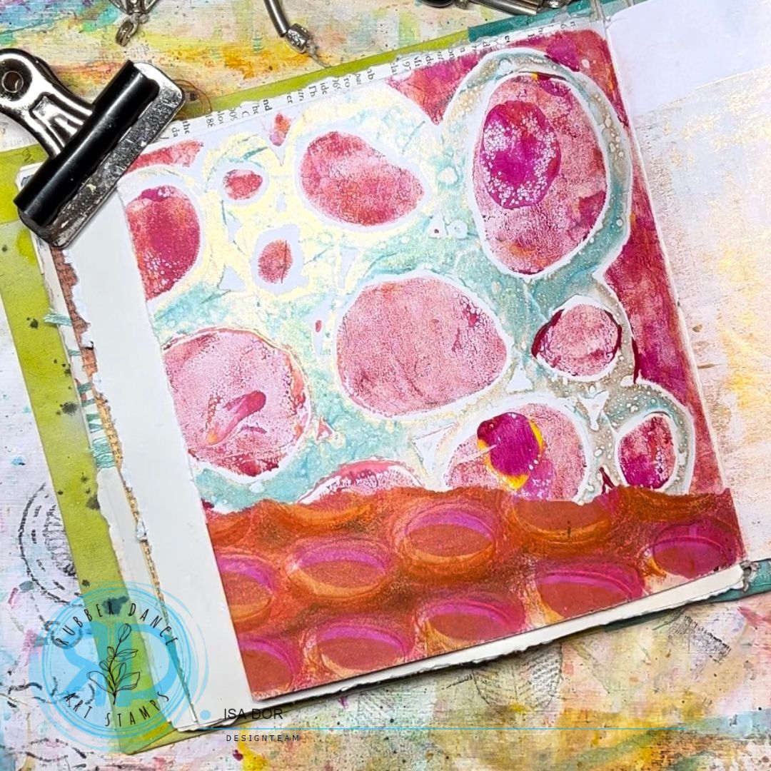 Art Journal page with Color-stacked gel prints using Stencils – Rubber ...