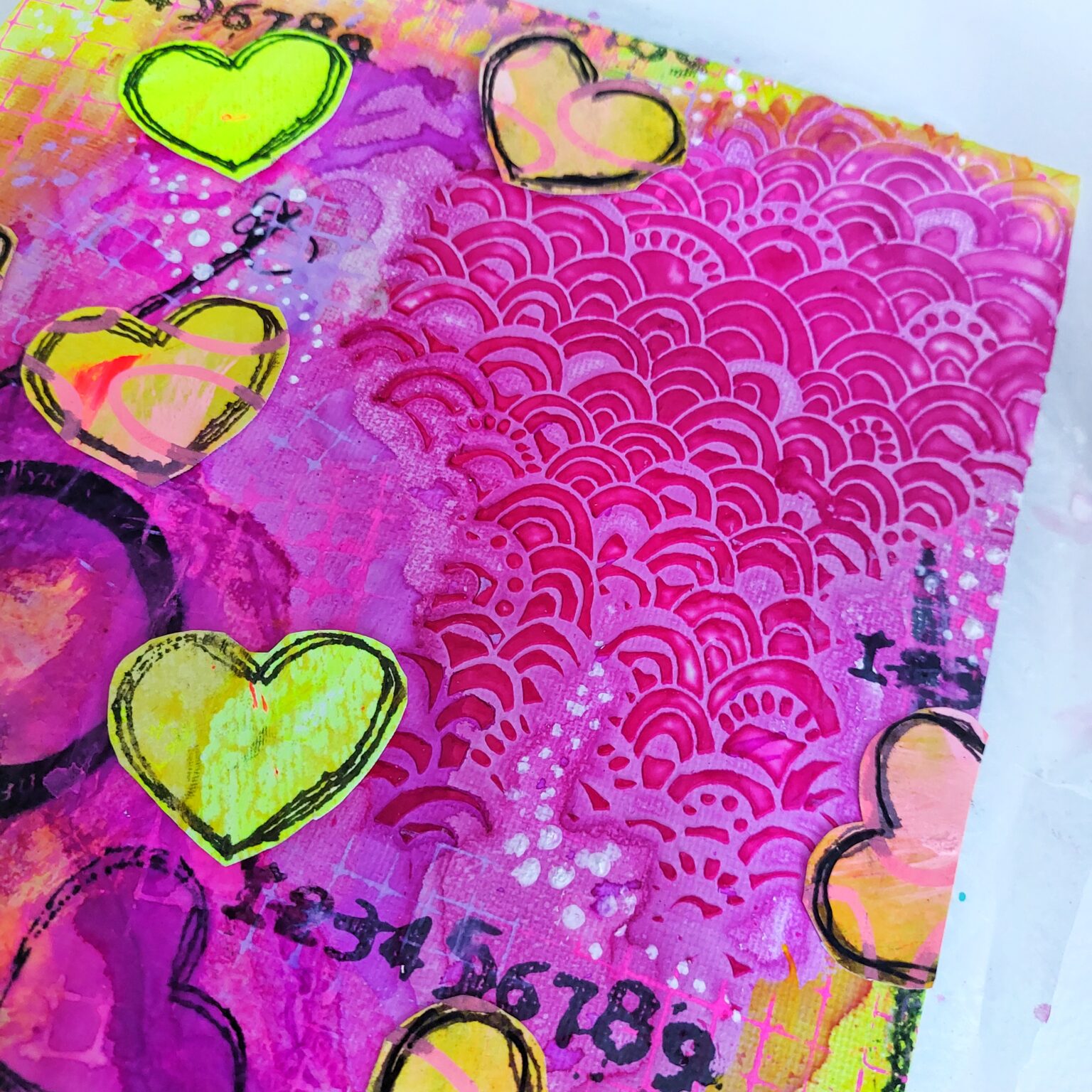 Mixed Media Canvas with Stencil Texture – Tutorial – Rubber Dance Art ...