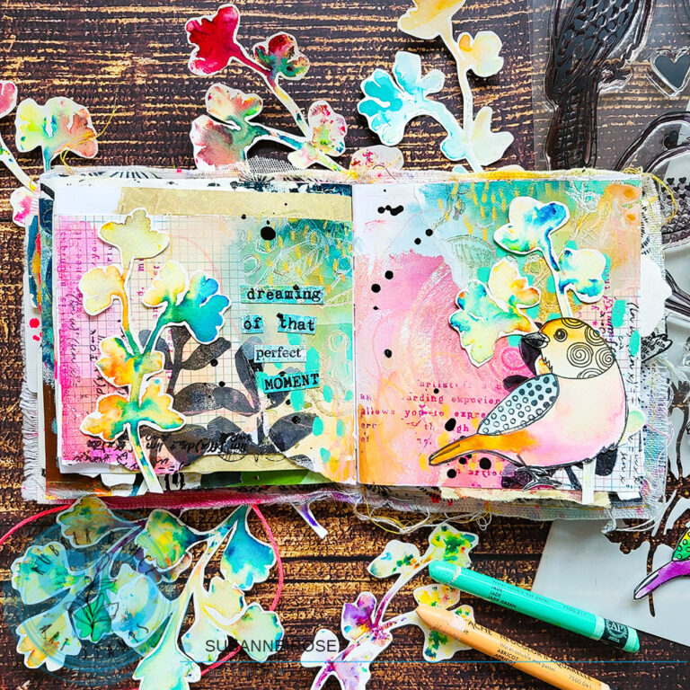 Spring Inspired Art Journal Page with Watercolors and Collage Fodder ...