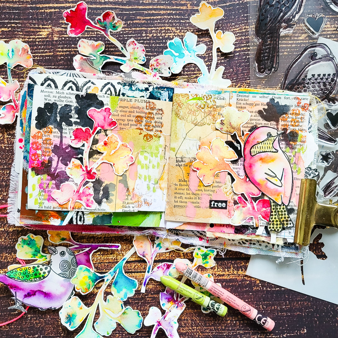 Spring Inspired Art Journal Page with Watercolors and Collage Fodder ...