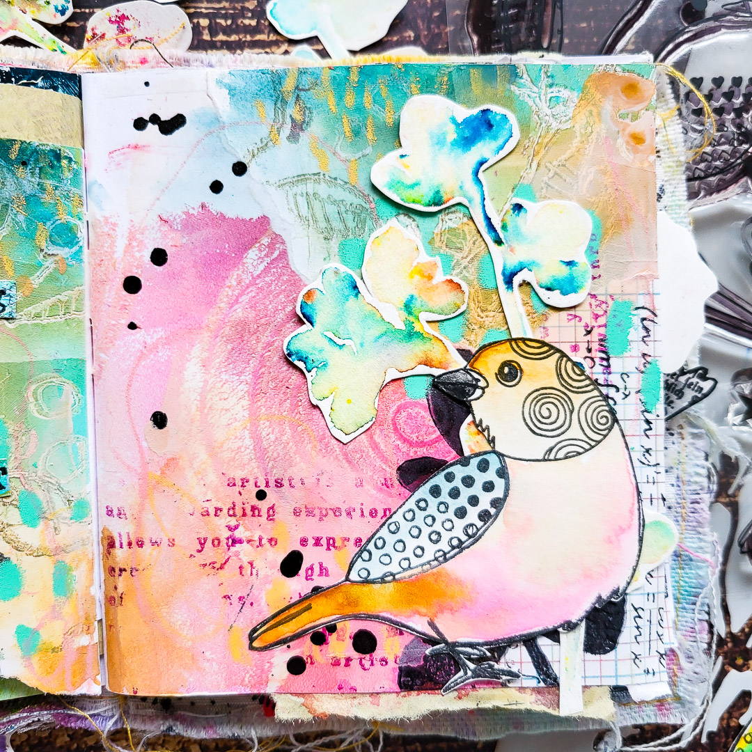 Spring Inspired Art Journal Page with Watercolors and Collage Fodder ...