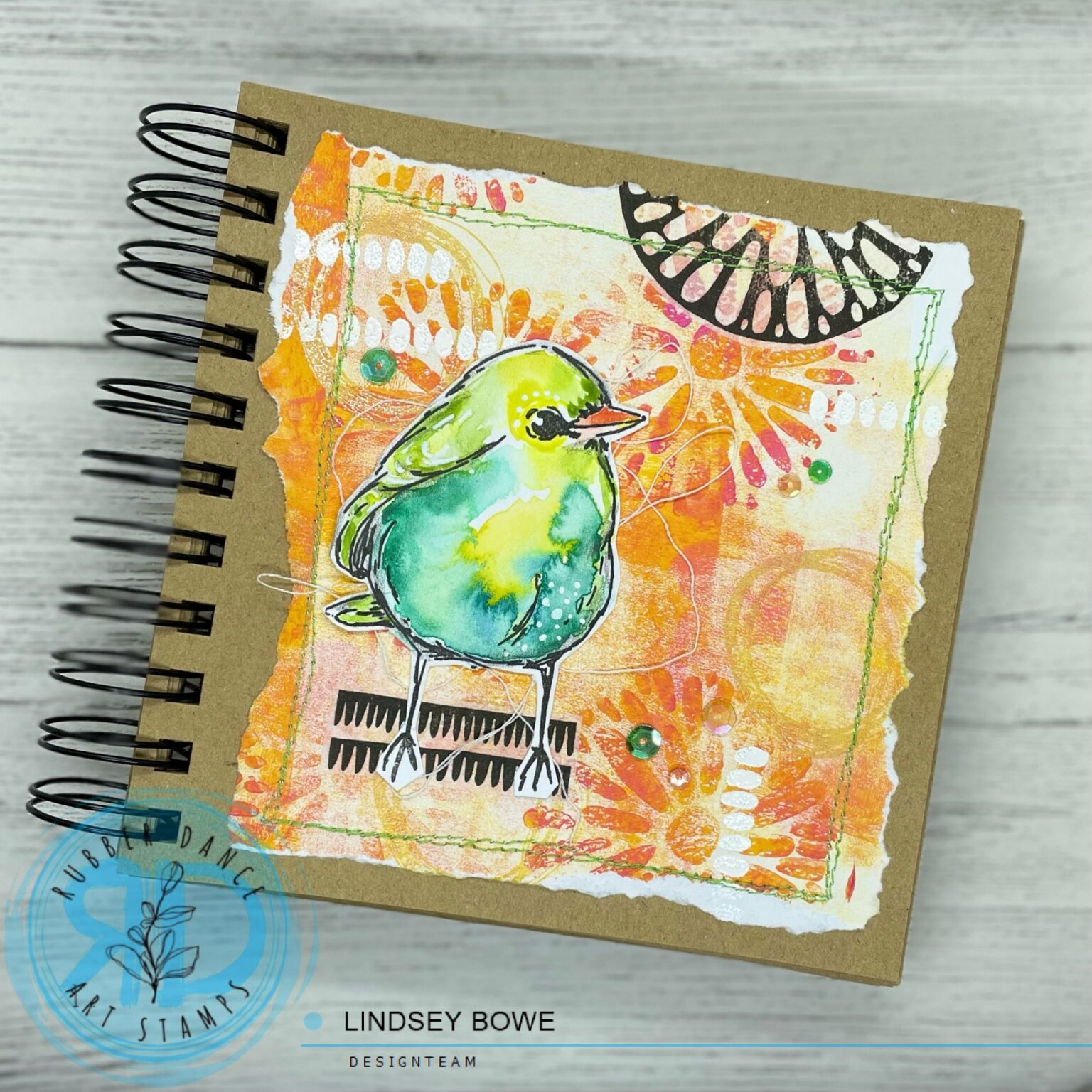 Art Journal Spread Tutorial using Sketchy Birds 1 – Rubber Dance Art Stamps Blog