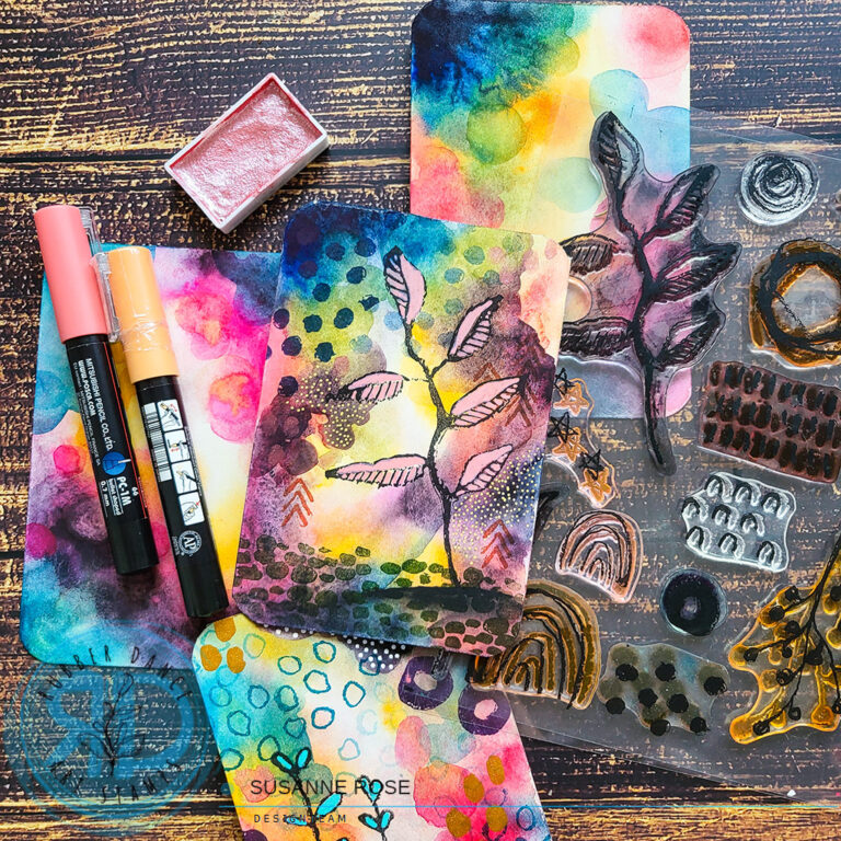 Watercolor Index Cards with Pencil Marks 2 – Rubber Dance Art Stamps Blog