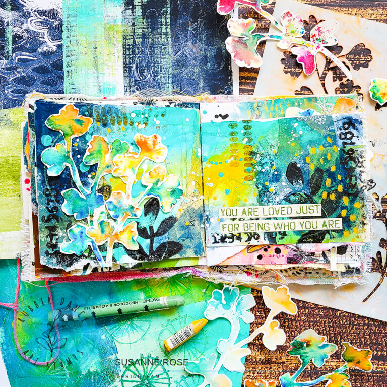 Junk Art Journal Page with Soft Pastels and Collage Fodder – Rubber ...