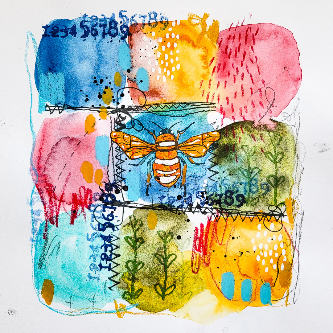 Abstract Watercolor Art with Mark Making and Inky Friends – Rubber ...