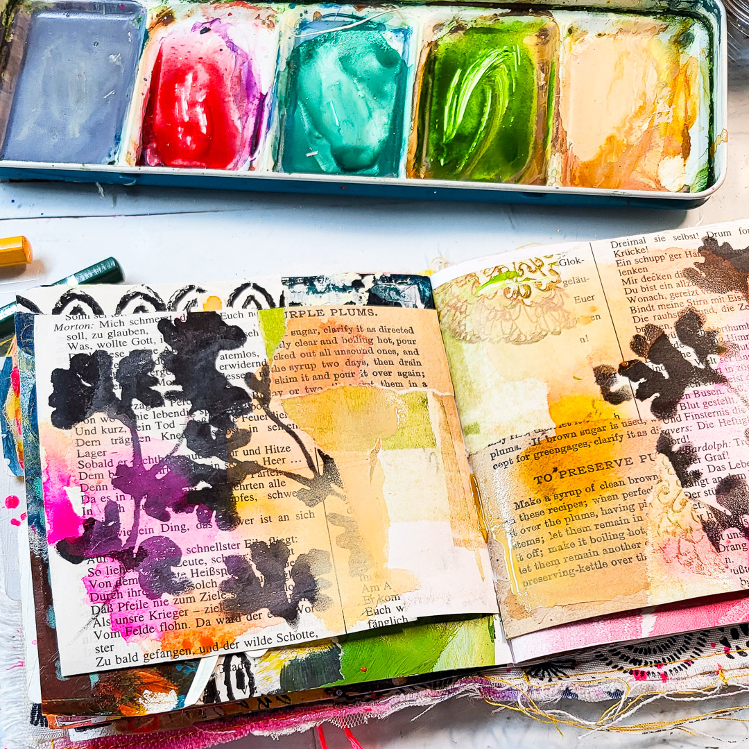 Spring Inspired Art Journal Page with Watercolors and Collage Fodder ...