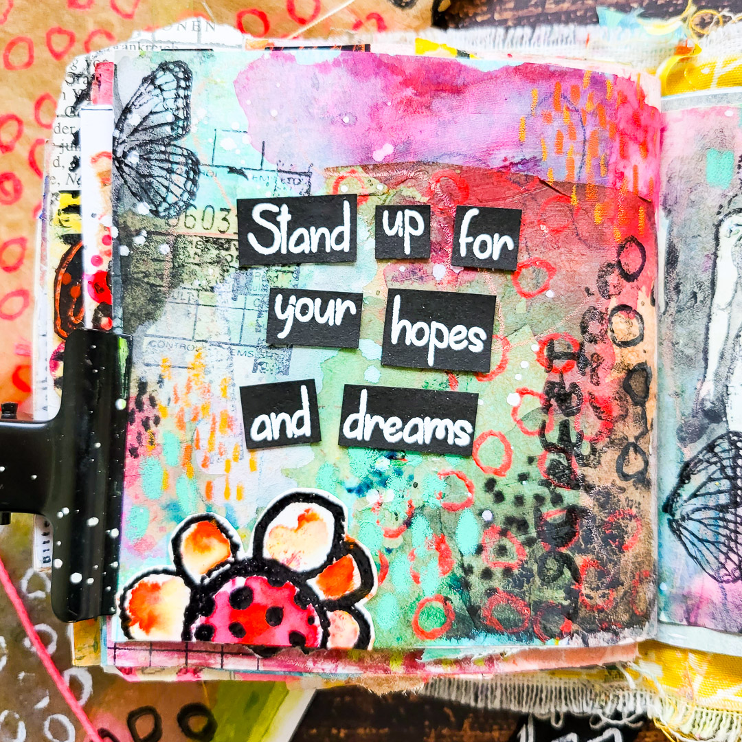 Colourful Mixed Media Art Journal Page with Pencil Marks 4 – Rubber ...