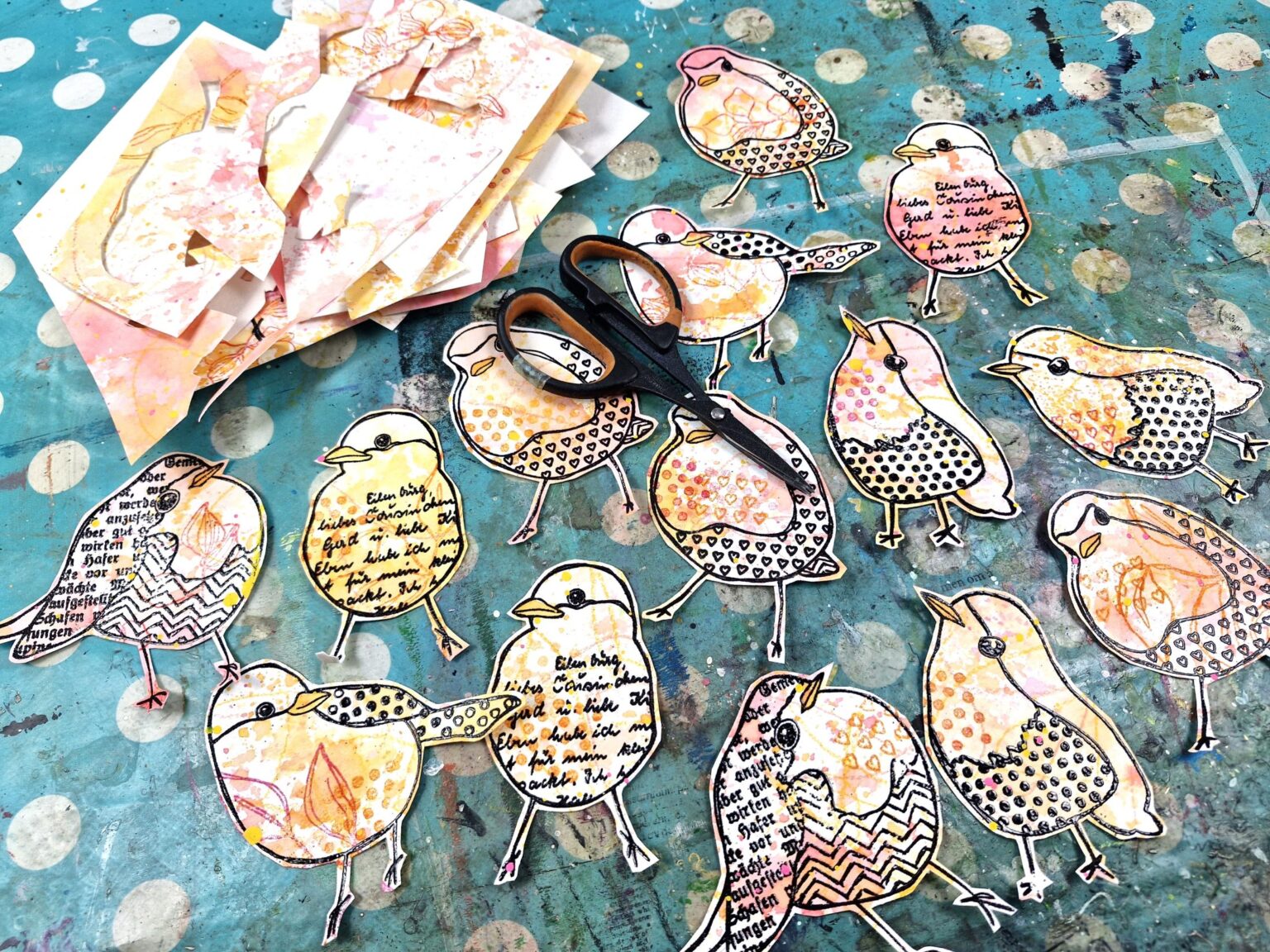 Collage fodder & card with Textured Birds 1 – Rubber Dance Art Stamps Blog