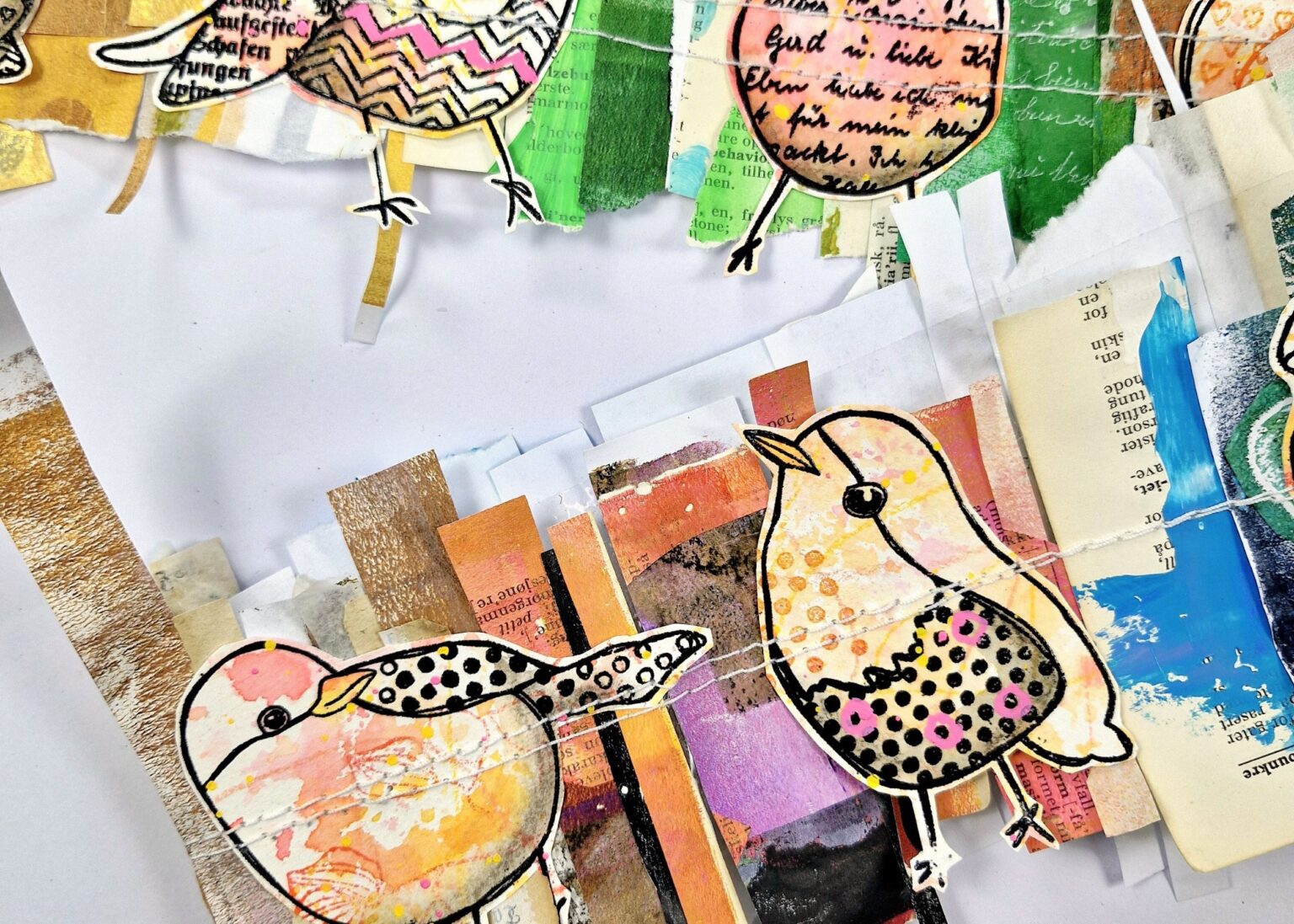 Collage fodder & card with Textured Birds 1 – Rubber Dance Art Stamps Blog