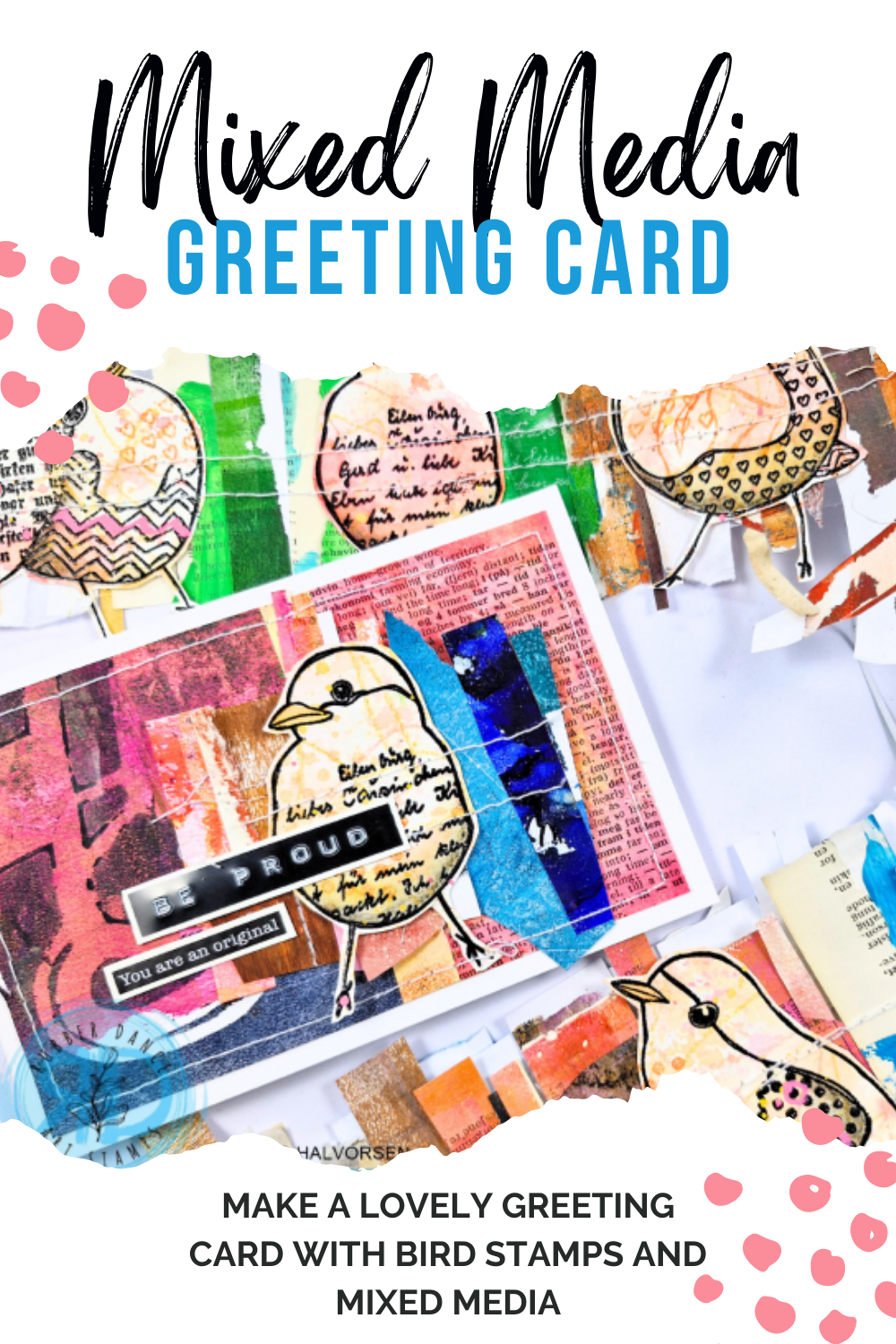 Collage fodder & card with Textured Birds 1 – Rubber Dance Art Stamps Blog