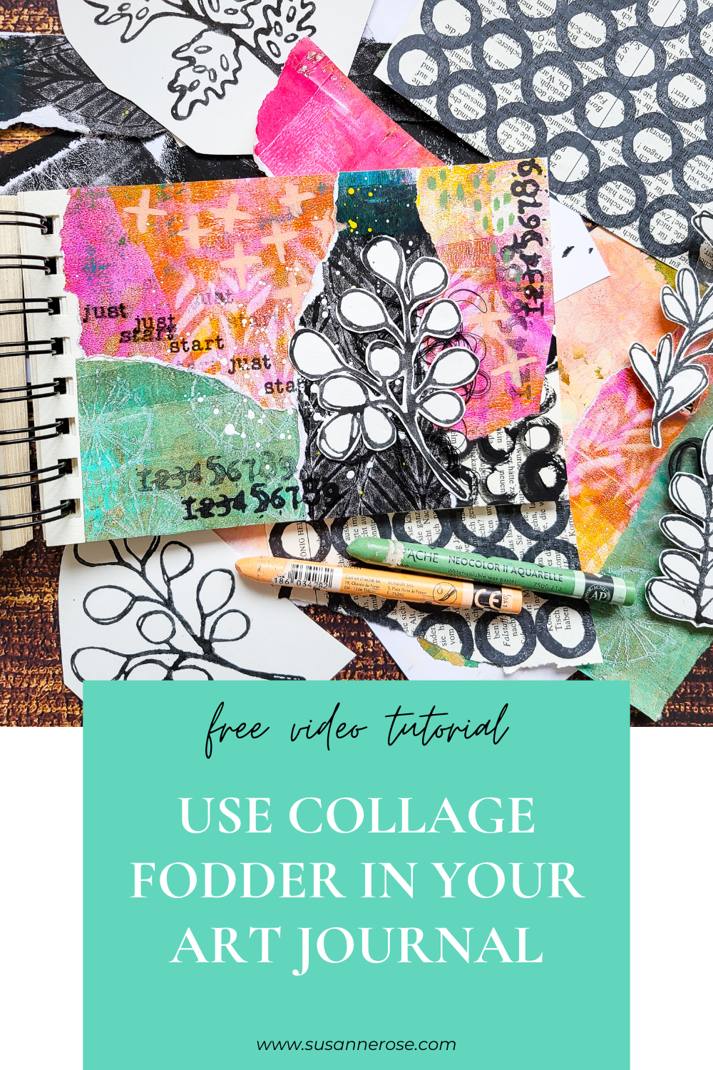 Abstract Mixed Media Art Journal Page with Collage Fodder – Rubber ...