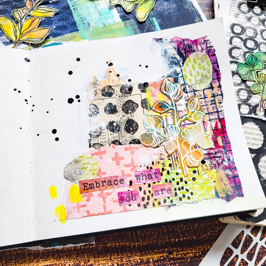 Mixed Media Art Journal Page with Collage Fodder – Rubber Dance Art ...