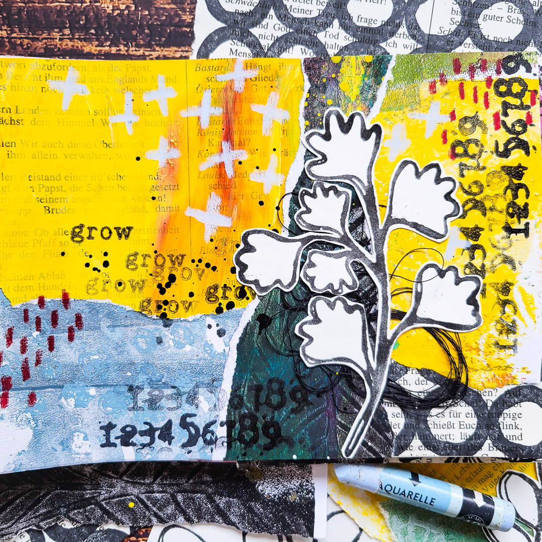 Easy Art Journal Collage with Fodder and Mark Making – Rubber Dance Art ...