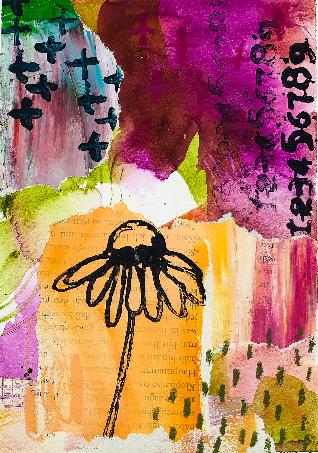 Abstract Collage with handmade Papers and Pencil Marks 6 – Rubber Dance ...