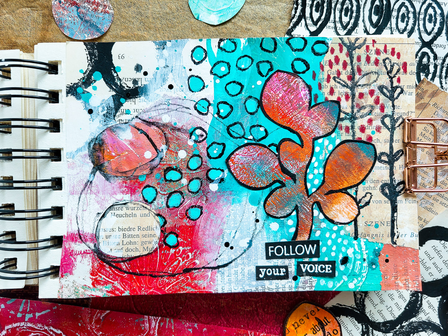 Easy Art Journal Collage with Fodder and Mark Making – Rubber Dance Art Stamps Blog