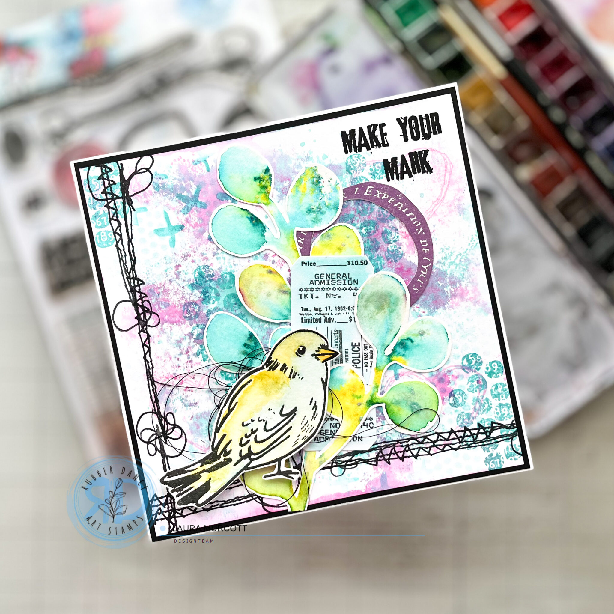 Fun Card Backgrounds using Mixed Media Stamps – Rubber Dance Art Stamps ...