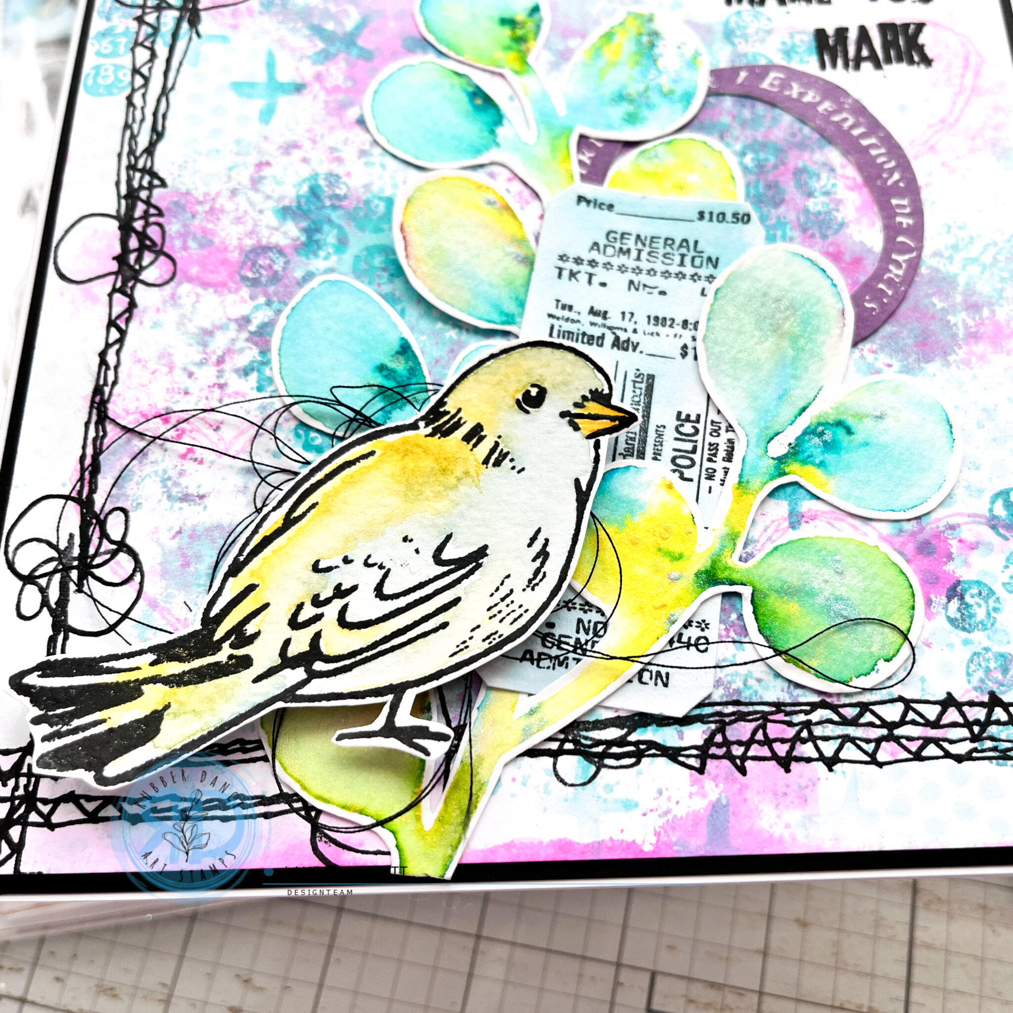 Fun Card Backgrounds using Mixed Media Stamps – Rubber Dance Art Stamps ...