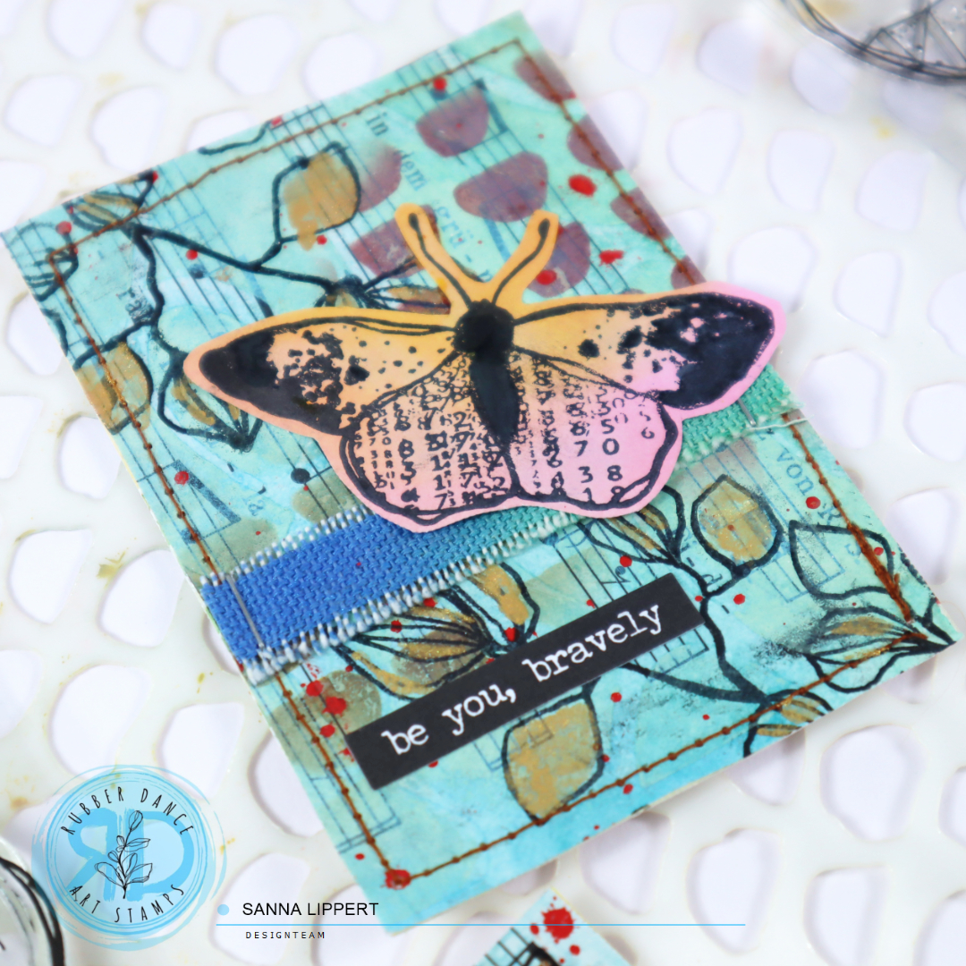 Grungy Butterfly ATC´s with stencils, stamps and Distress Inks – Rubber ...