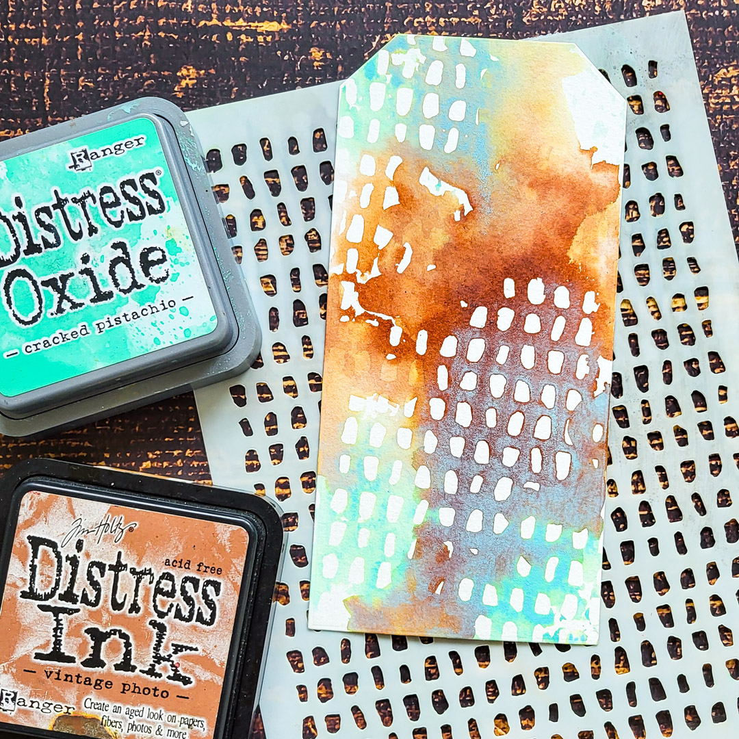 Vintage Mixed Media Tag with Distress Ink Background – Rubber Dance Art ...