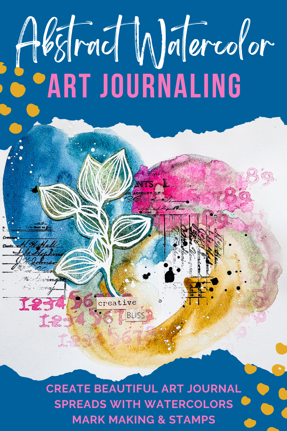 Abstract Watercolor Art Journal Page with Sketchy Leaves – Rubber Dance ...