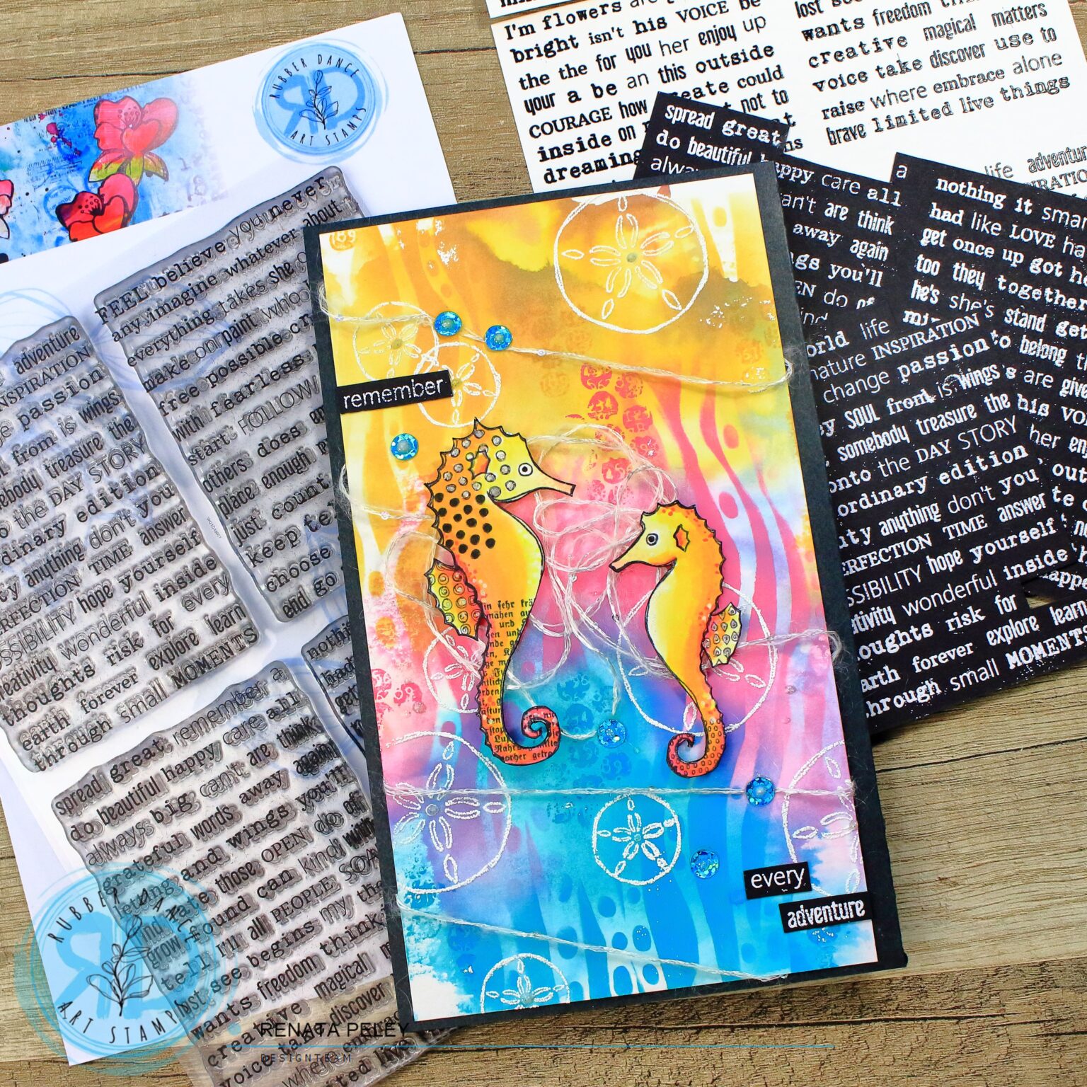 Art journal page with Textured Sea Creatures and Distress Oxide ...