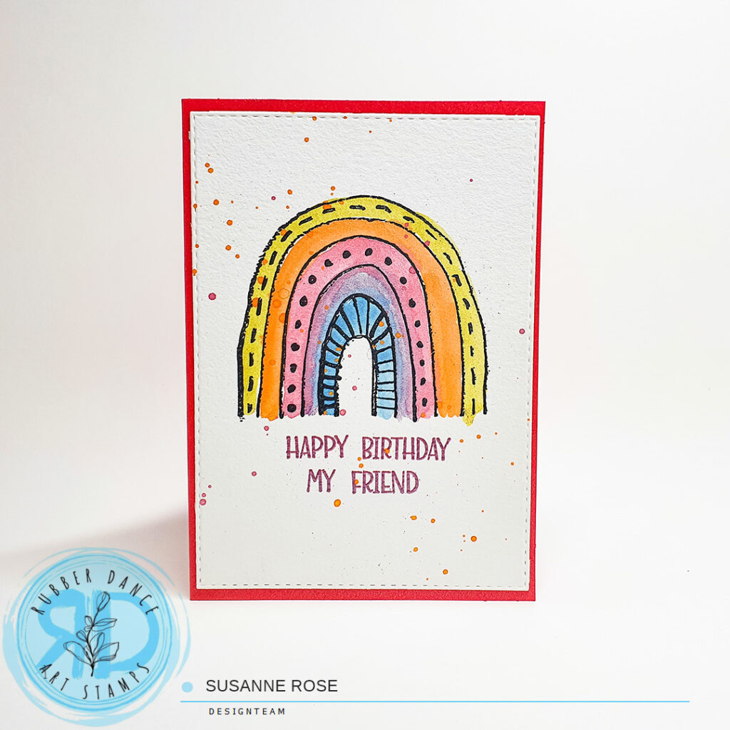CAS Greeting Card with Rainbow Stamp – Rubber Dance Art Stamps Blog