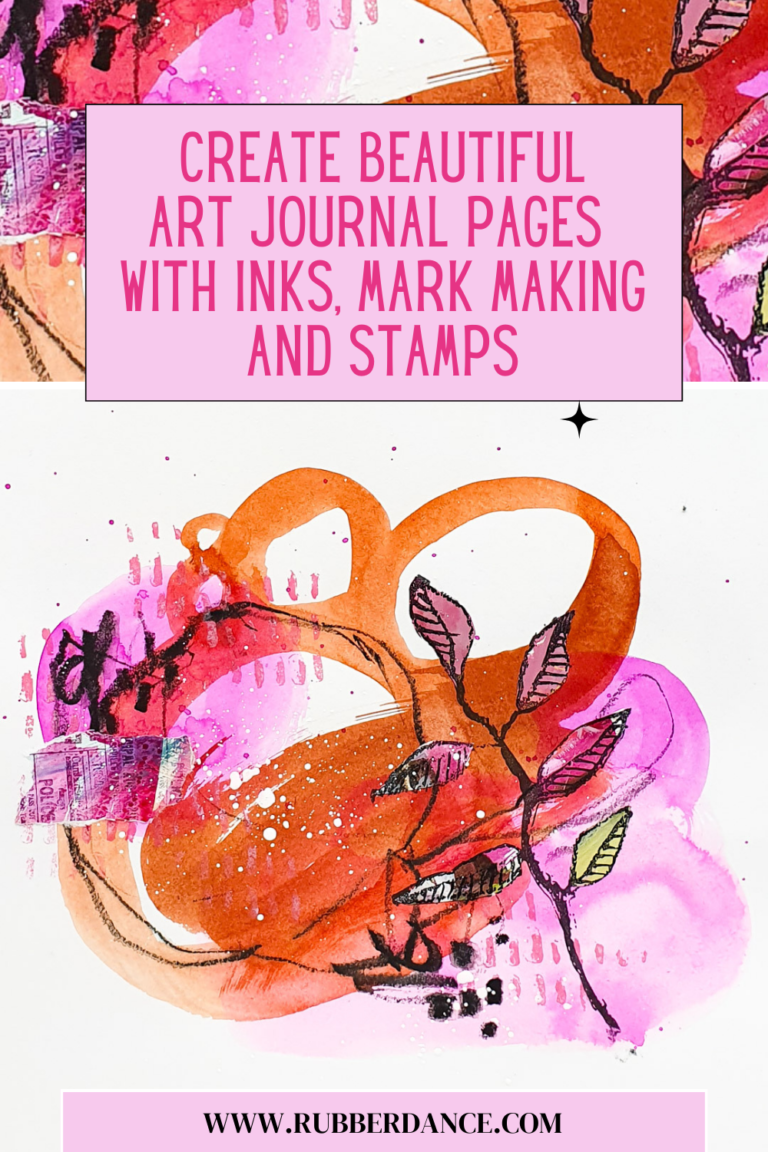 Abstract Art Journal Page with Acrylic Inks and Pencil Marks – Rubber Dance Art Stamps Blog
