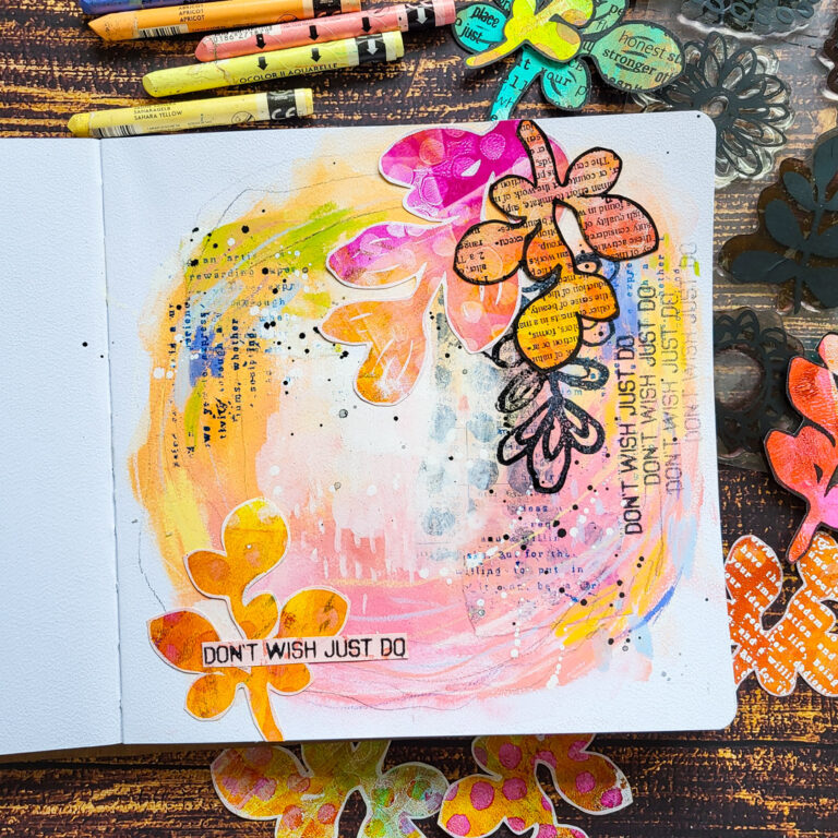 Easy Art Journal Page with Neocolor Background and Collage Fodder ...