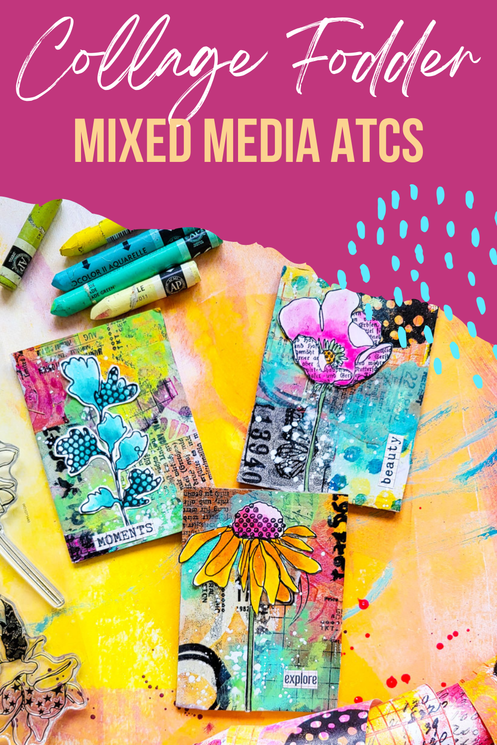 Artist Trading Cards on Cardboard with Doodle Flowers – Rubber Dance ...
