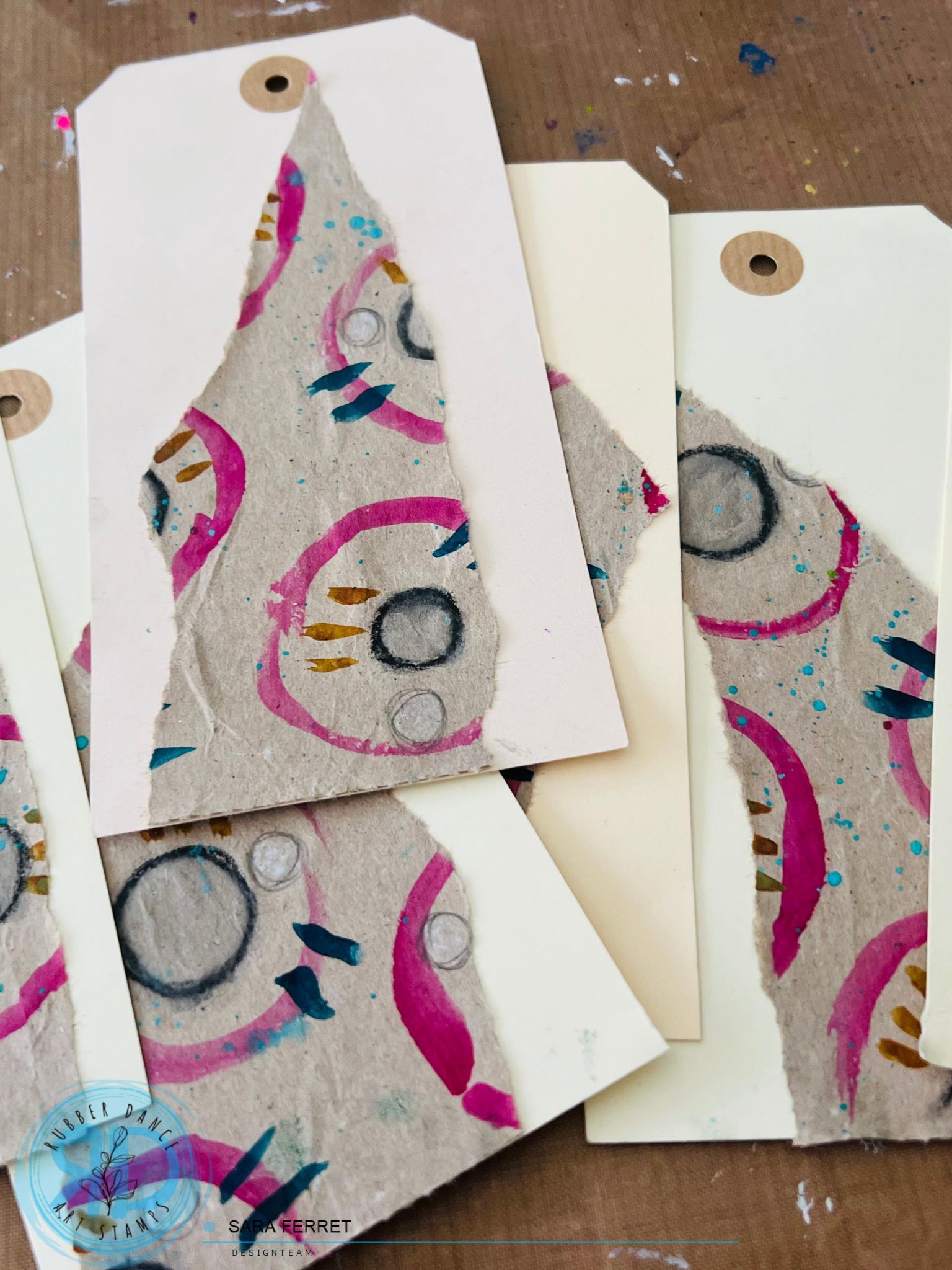 Mixed Media Collage Tag with Pencil Marks 3 – Rubber Dance Art Stamps Blog