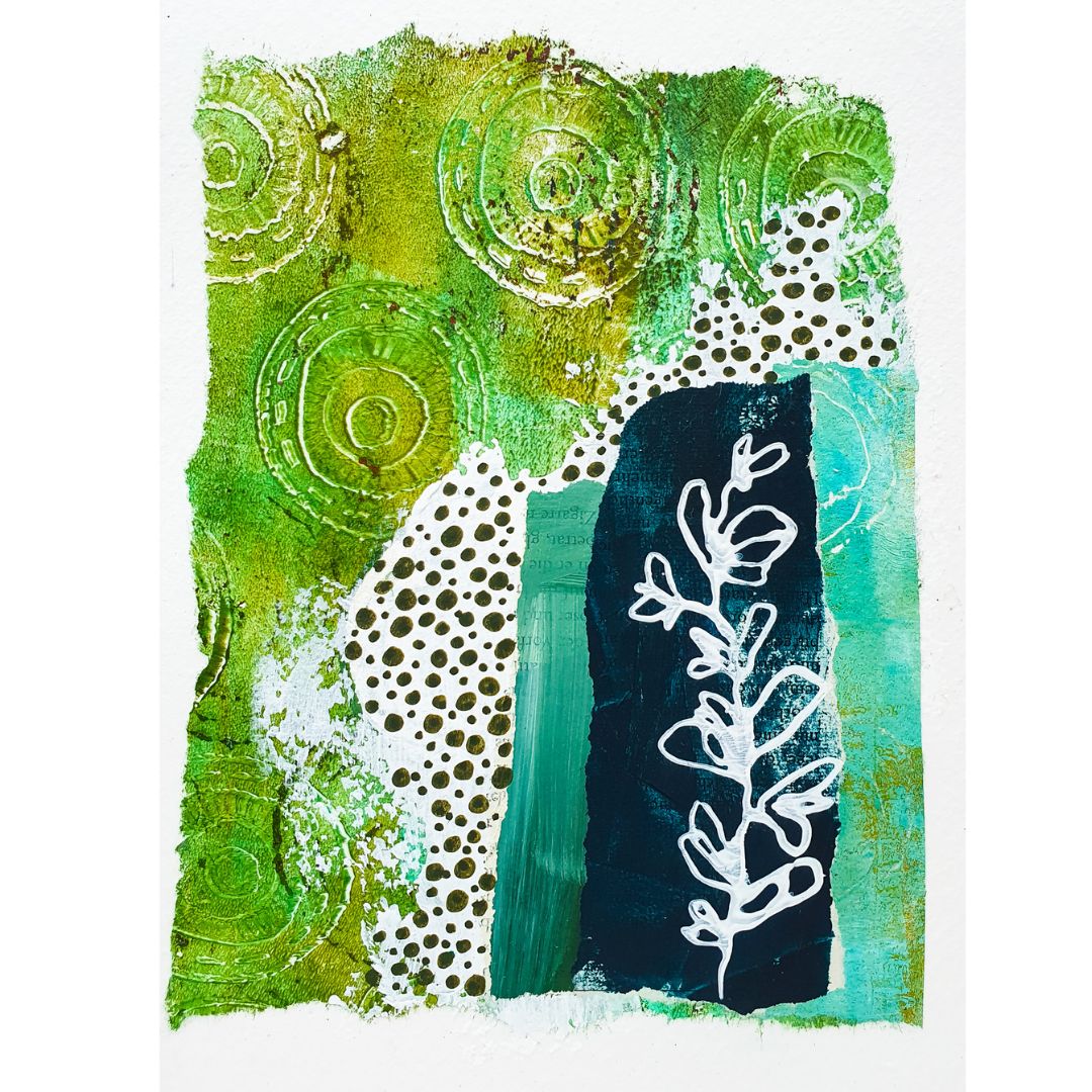 Abstract Collage Trio with Sketchy Flowers 3 and Gelli Prints – Rubber ...
