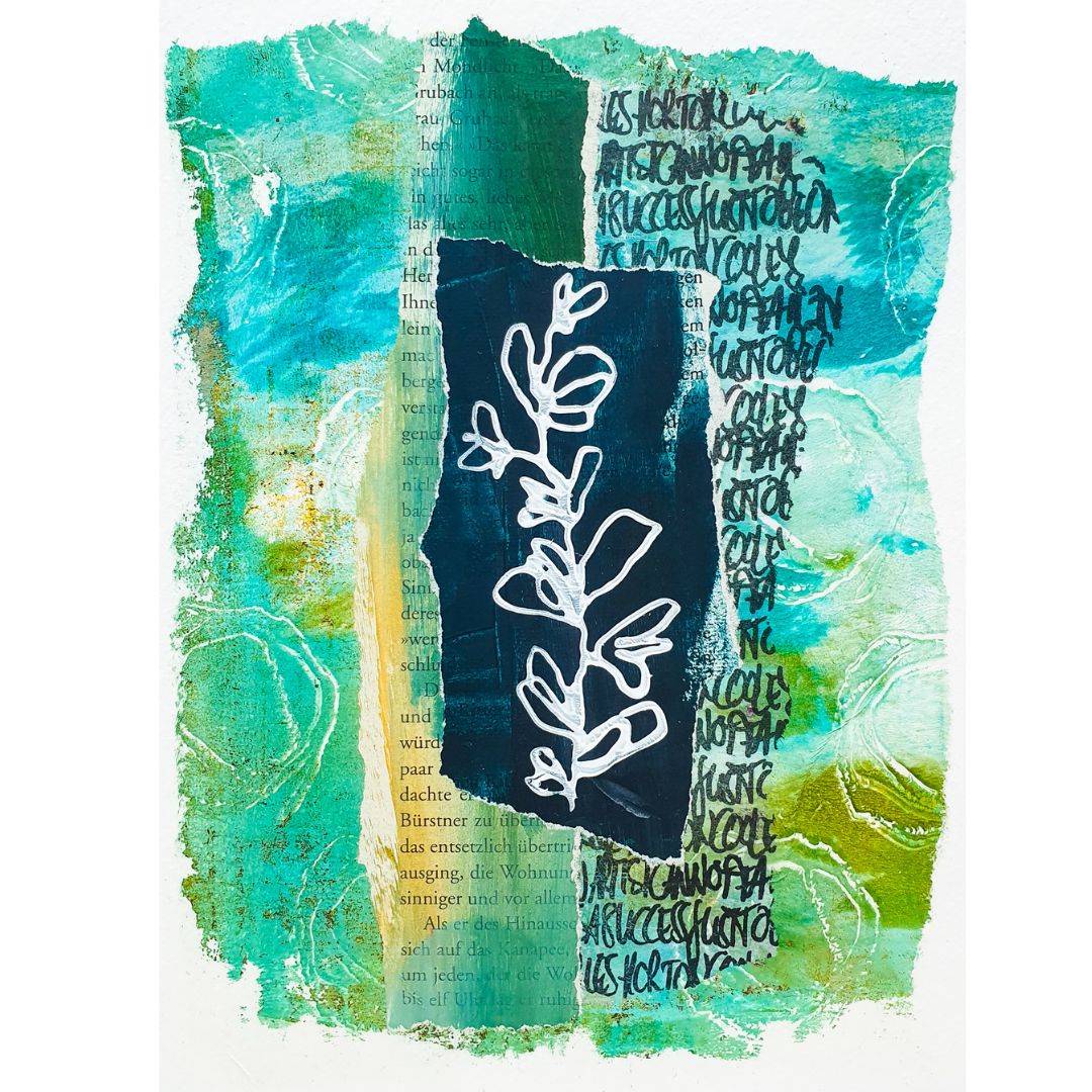 Abstract Collage Trio with Sketchy Flowers 3 and Gelli Prints – Rubber ...