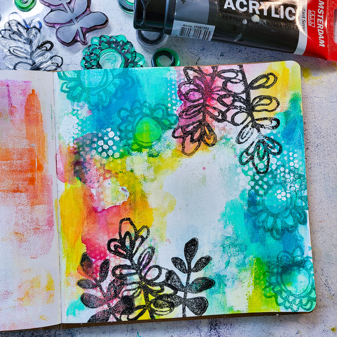 Art Journal Page with Neocolor Background and Pencil Marks 7 – Rubber ...