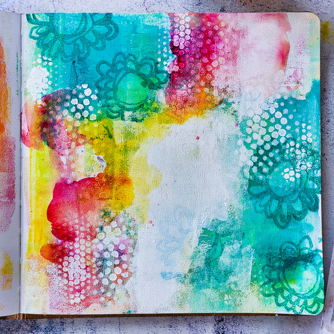 Art Journal Page with Neocolor Background and Pencil Marks 7 – Rubber ...