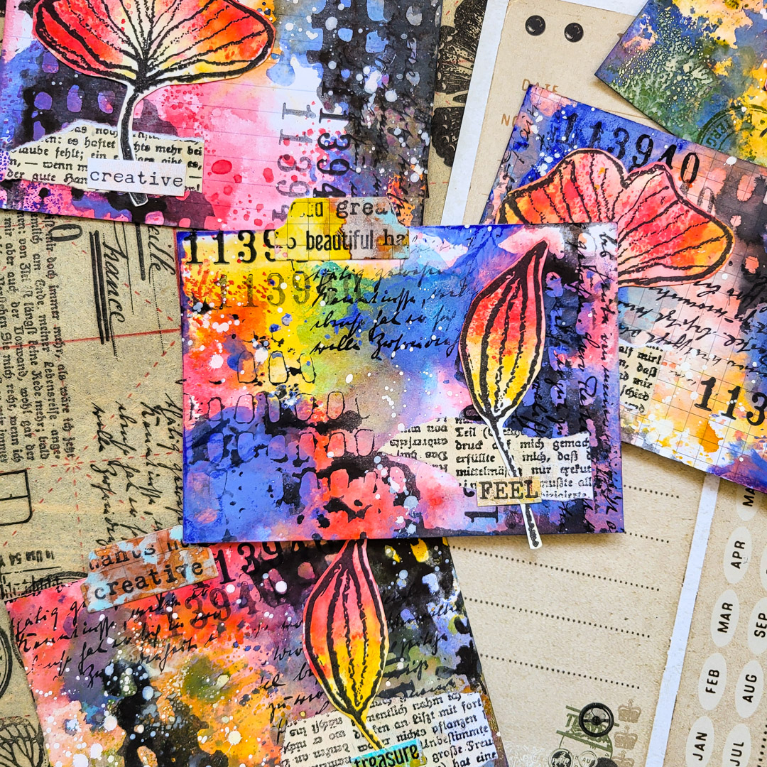 Altered Index Cards with Distress Inks and Pencil Marks 5 – Rubber ...
