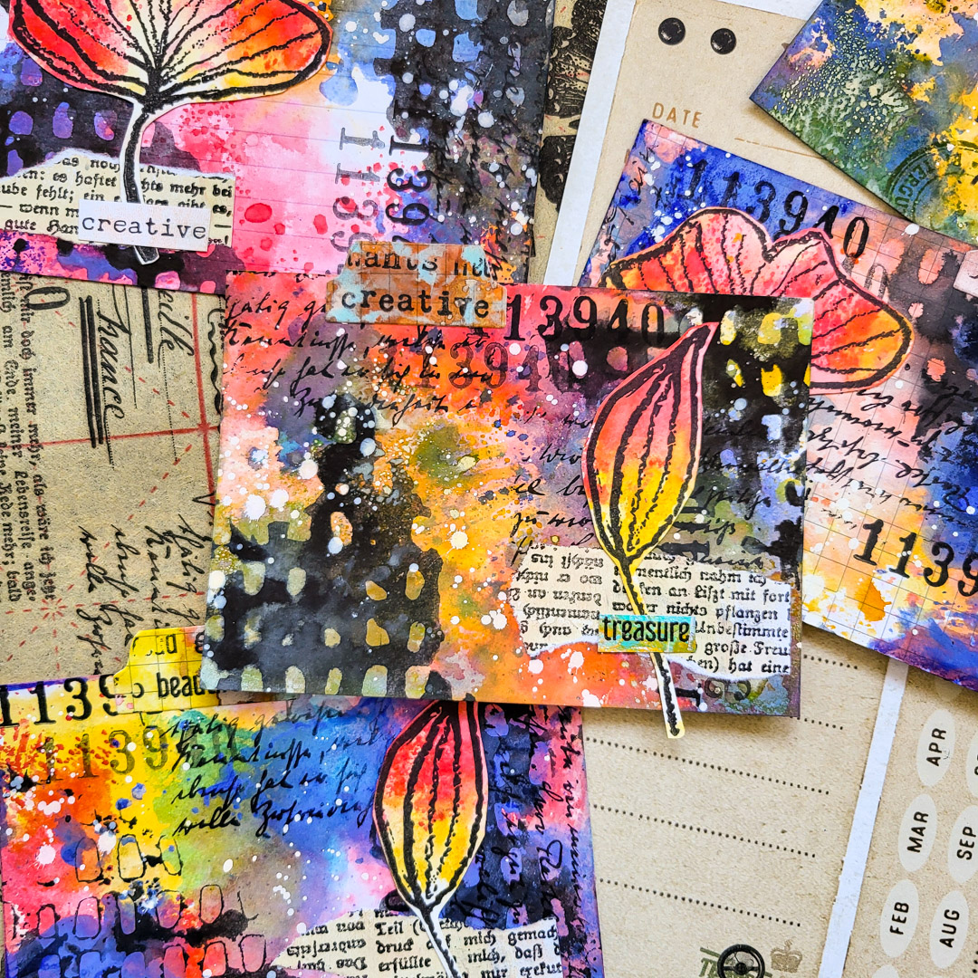 Altered Index Cards with Distress Inks and Pencil Marks 5 – Rubber ...