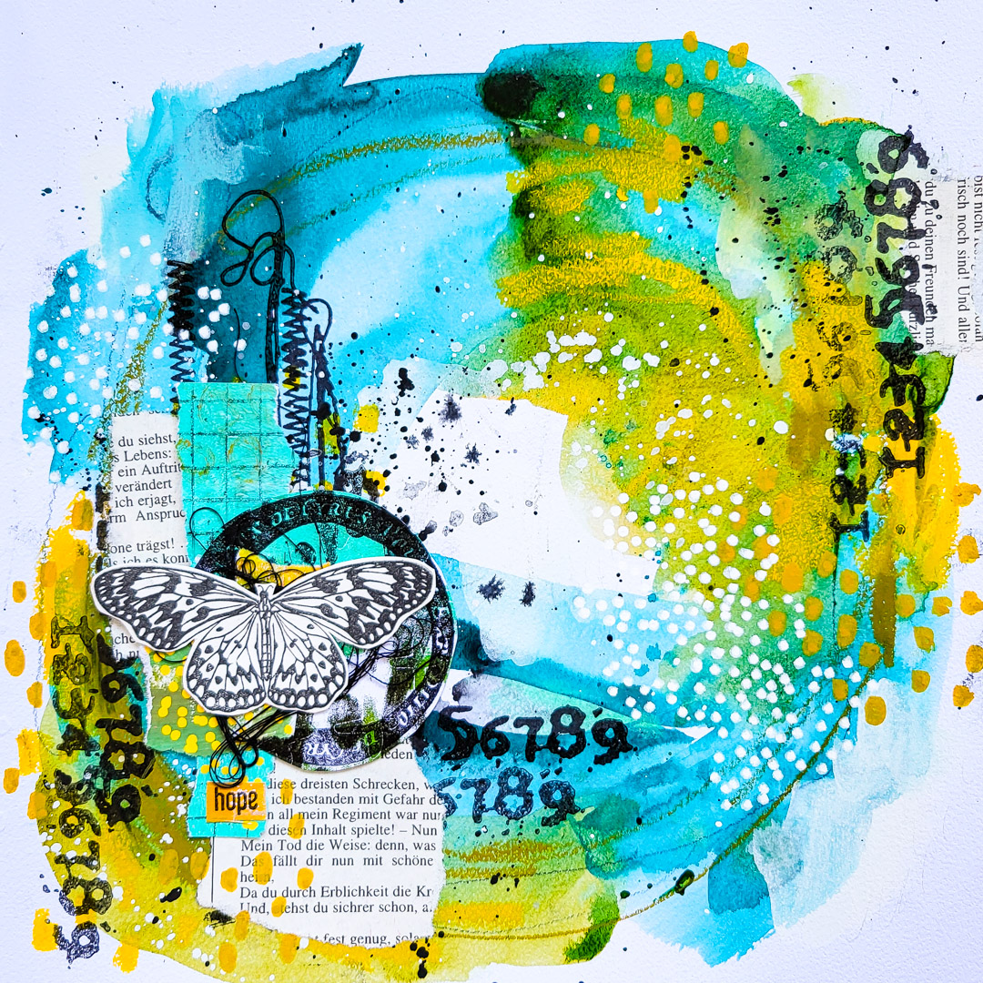 Art Journal Page with Collage Fodder and Acrylic Inks – Rubber Dance ...