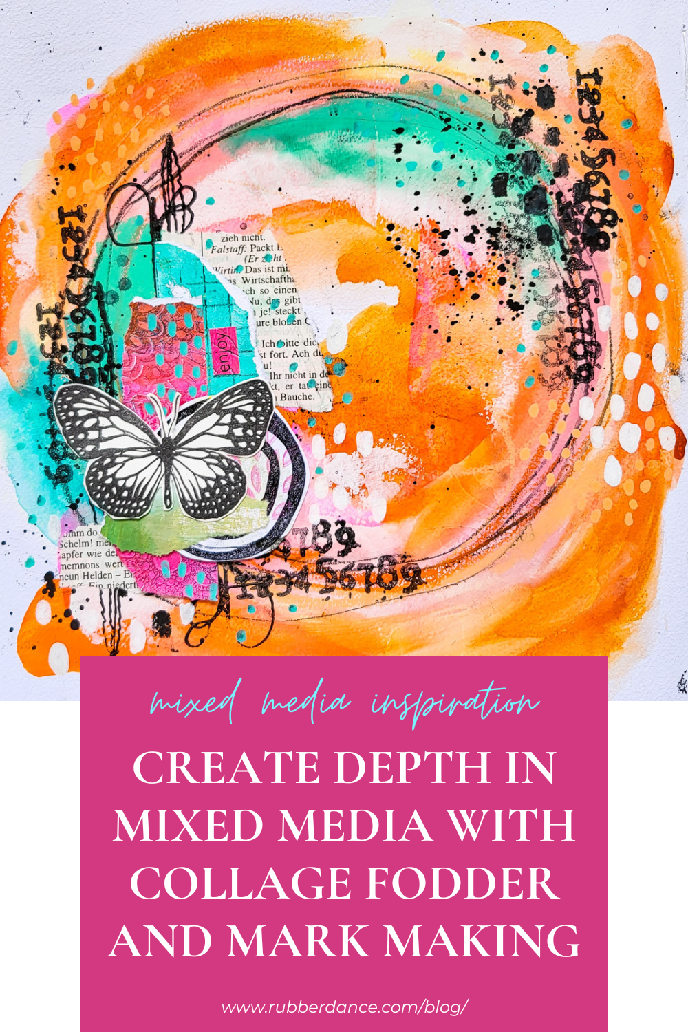 Art Journal Page with Collage Fodder and Mark Making – Rubber Dance Art ...