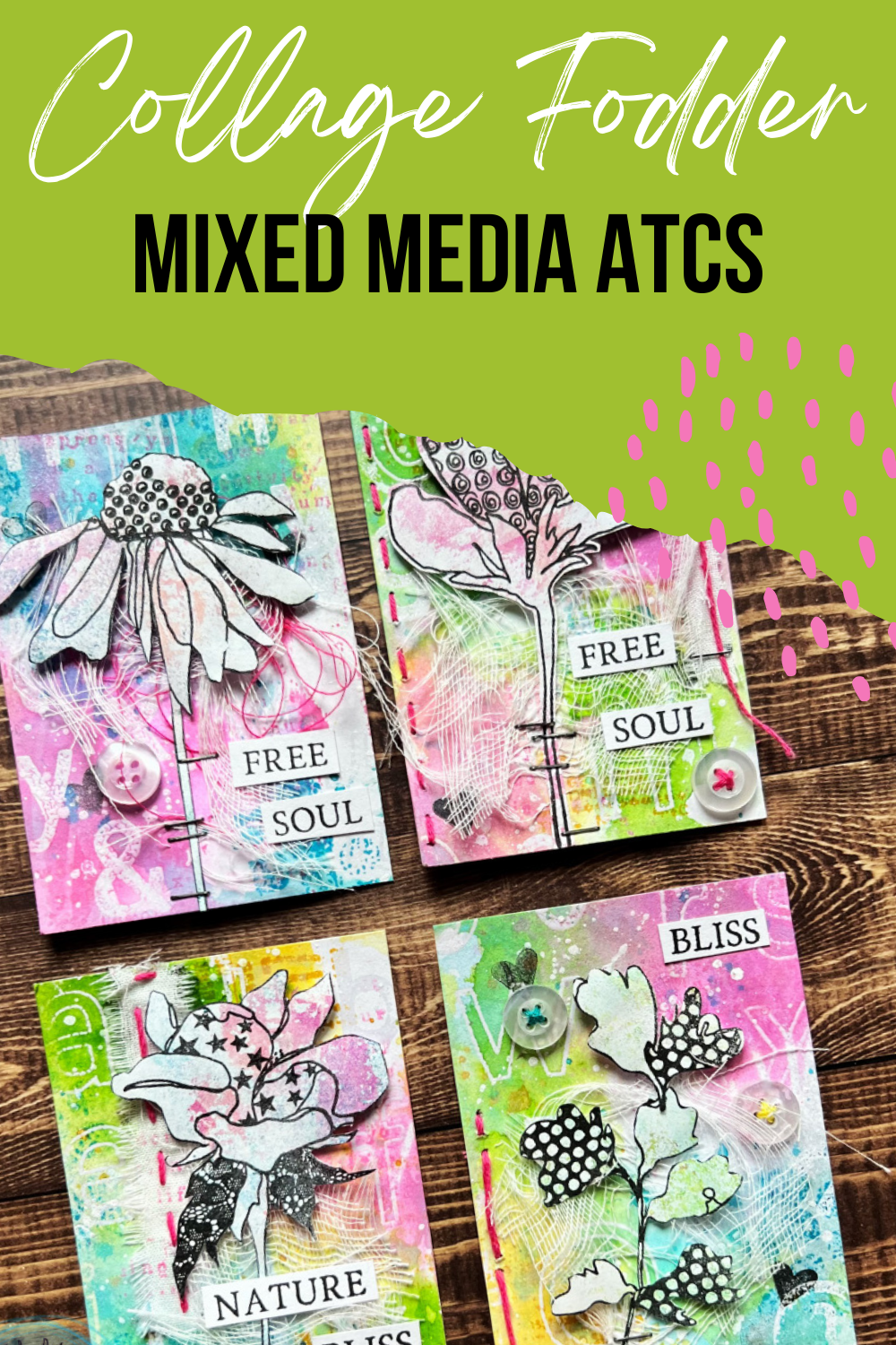 Colourful ATCs with Doodle Flowers and Distress Inks – Rubber Dance Art ...
