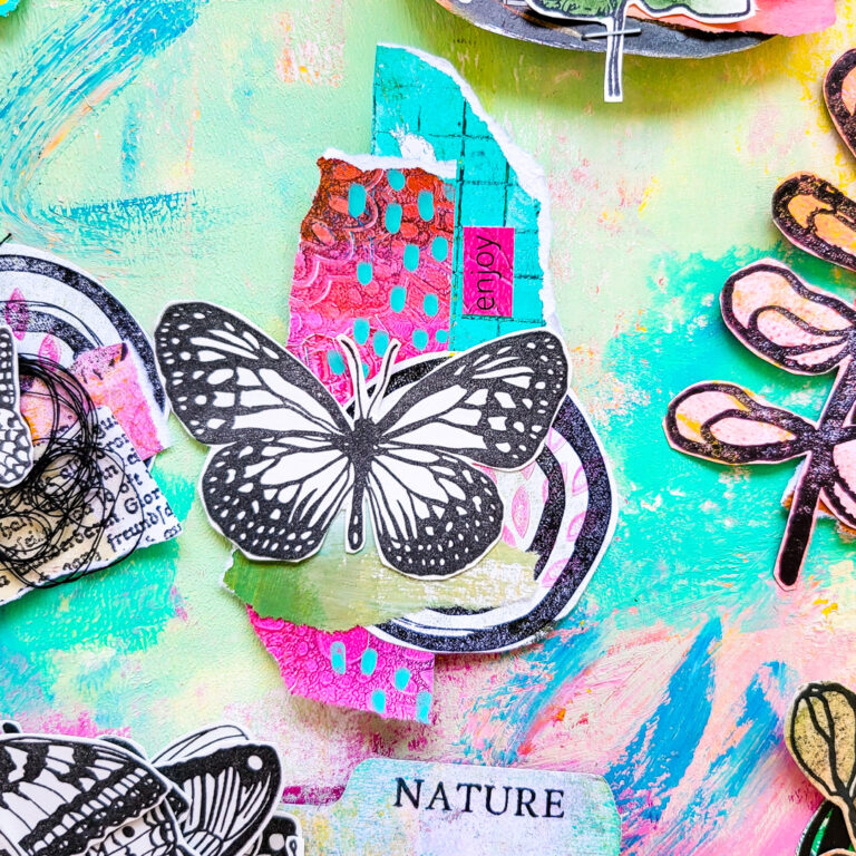 Art Journal Page with Collage Fodder and Mark Making – Rubber Dance Art ...