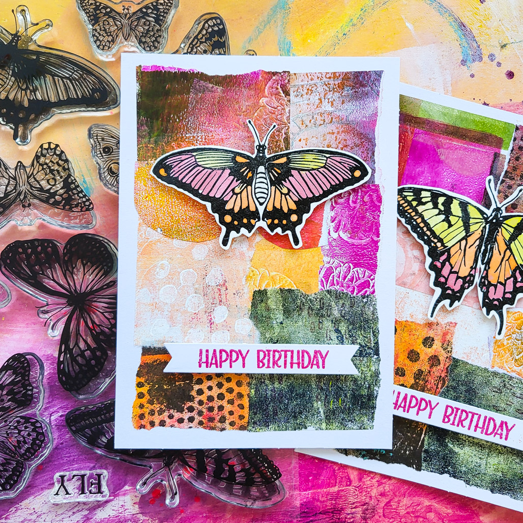 Patchwork Cards with Scraps and Butterflies – Rubber Dance Art Stamps Blog