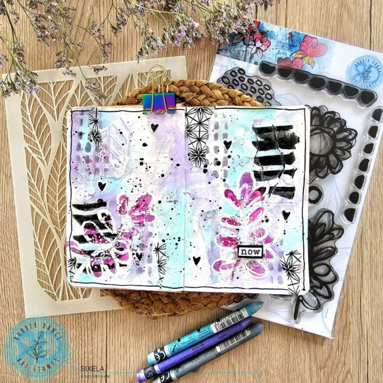 Art Journal Tutorial with Pencil Marks 7 – Rubber Dance Art Stamps Blog